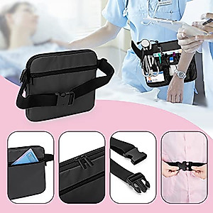 Damero Nurse Fanny Pack with Medical Gear Pockets, Nurse Waist Pouch Nurse Tool Belt with Tape Holder for Stethoscopes, Bandage Scissors and Other Medical Supplies, Black