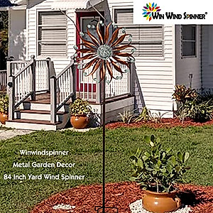 WinWindSpinner, Metal Wind Spinners for Yard Garden - Outdoor Garden Wind Spinner for Lawn Ornament, Windmills for The Yard Garden Patio Lawn (Retro Flower)