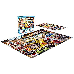Buffalo Games - Hiro Tanikawa - Cartoon World - Sam's Garage - 1000 Piece Jigsaw Puzzle Yellow, Red, Brown, 26.75"L X 19.75"W