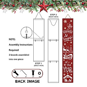 Lighted Wooden Welcome Sign, Merry Christmas Snowflake Elk Porch Sign for Front Door Decorations, Rustic Farmhouse Red Xmas Hanging Signs Wall Sign for Christmas Happy New Year Decor 47.2"H