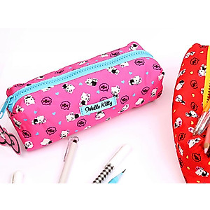 Bandal & Neoul Kitty's Pink & Red Writing Instrument Pouch with Bold Zipper (Pink)