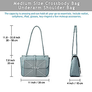 MIDAUP Small Underarm Square Shoulder Bag Vegan Leather Stylish Satchel Messenger Bag with Adjustable Drawstring Shoulder Strap (Blue)