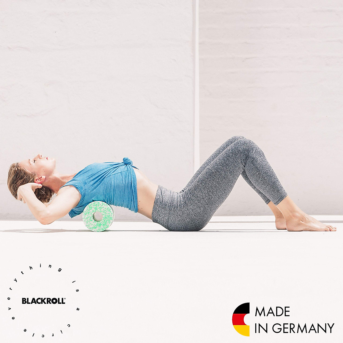 BLACKROLL - MED 45 Foam Roller, Ideal for Myofascial Trigger Point Release and Back Massage, for Yoga, Exercise, Pilates, and Home Gym Workouts and Muscle Recovery, Long 45cm (18”x6”), White/Green