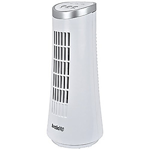 MINI DESK OSCILLATING TOWER FAN By Arctic-Pro – Slim and Compact Size, 2-Speed, Ultra-Quiet Operation, Convenient Carrying Handle, 75 Degrees of Oscillation For Powerful Circulation, 12 Inches, White