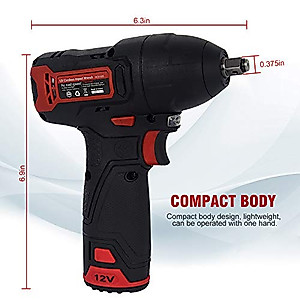 PULITUO 3/8” Cordless Impact Wrench, 12V Electric Impact Gun Max Torque 120 N.m, Power Impact Wrench with 2 Pcs 2000mAh Li-ion Battery & 1-Hour Fast Charger