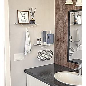 J JACKCUBE DESIGN Metal Wall Shelf/Floating Shelves, Display Hanging Organizer Rack for Living Room, Bathroom, Kitchen (White, Trapezoid) - MK486B