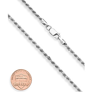 Miabella Solid 925 Sterling Silver Italian 2mm, 3mm Diamond-Cut Braided Rope Chain Necklace for Men Women, 925 Sterling Silver Made in Italy (3mm, Length 22 Inches (men's average length))