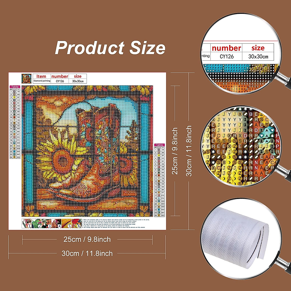 Stalente Diamond Painting Kits for Adults, 5D DIY Diamond Art Kits for Beginners Round Full Drill Diamond Painting for Home Wall Decoration Gift 12×12inch, Sunflower Boots