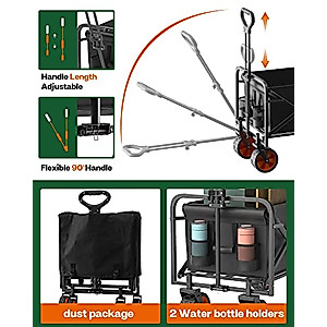 LOGARD Collapsible Folding Wagon,Heavy Duty Utility Beach Wagon Cart,Outdoor Camping Wagon
