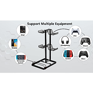 Construction elements made of metal, Namely, Supports, Headset & Controller Organizer for PS5/ PS4/ Xbox Series/One X/S/Nintendo Switch Controller & Headset Stand,Gaming Accessories Display Rack,Black