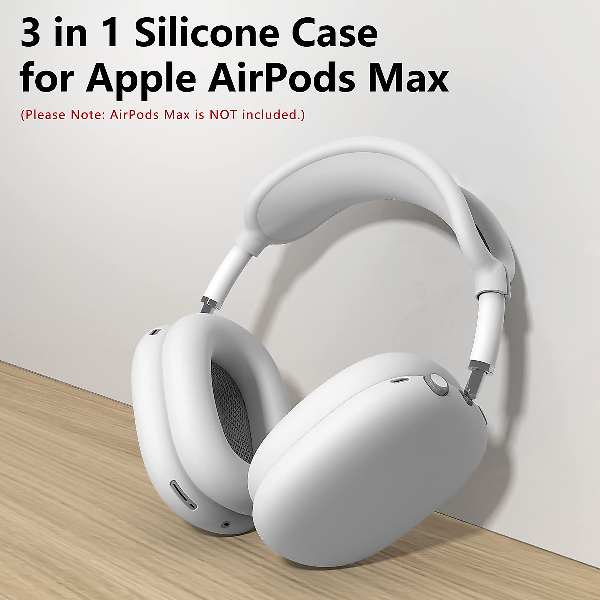 Silicone Case Cover for AirPods Max Headphones, Anti-Scratch Ear Pad Case Cover/Ear Cups Cover/Headband Cover for AirPods Max, Accessories Soft Silicone Skin Protector for Apple AirPods Max (White)