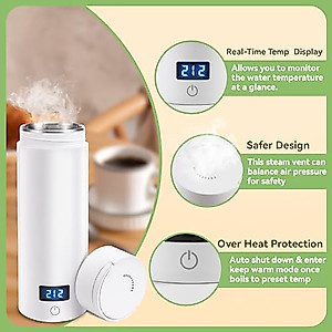 TYEMUI Travel Electric Kettle - Portable Travel Kettle Water Boiler, 380ml Small Electric Travel Tea Kettle, Stainless Steel Hot Water Kettle with 4 Temperature Control, Auto Shut-Off