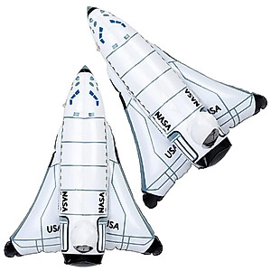 ArtCreativity Space Shuttle Inflates, Set of 2, Inflatable Astronaut Toys for Kids, Decorations for Outer Space Themed Parties, 14 Inch Long Party Inflates, Fun Pretend Play Accessories