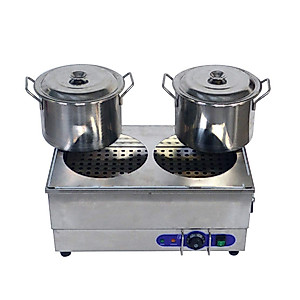 INTBUYING 2 Pan Food Soup Warmer Stove Bain Marie Commercial Canteen Buffet Steam Heater Stainless Steel with 2 Pots 110V 1500W