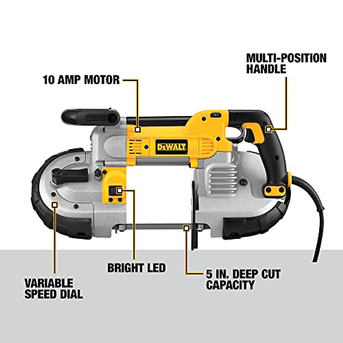 DEWALT - GID-298457 Portable Band Saw, Deep Cut, 10 Amp, 5-Inch (DWM120) Black/Yellow