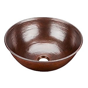Sinkology BRV-1405BC Hubble Handmade Pure Solid Vessel Sink, 14", Aged Copper