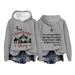 iLH Crop Sweatshirts For Women Christmas Hoodies For Women Xmas Printed Thick Thermal Pullover Hooded Sweatshirts Cute Womens Christmas Costumes Womens Hoodies In Bulk