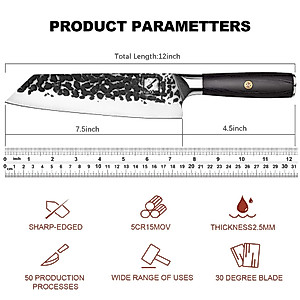 imarku Chef Knife Japanese Forged Knife 7.5 Inch High Carbon German Stainless Steel Meat Cleaver Knife Kitchen Kiritsuke Knife for Home and Restaurant Christmas Gift for Men and Women