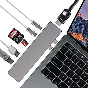 MMOBIEL USB C Hub Type C Hub Adapter Compatible with MacBook Pro/Air, iMac, Mac Mini/iPhone 15- TF/SD Card Reader, 2X USB 3.0 Ports, 4K HDMI Output, 2X USB C Data Slot - 7 Ports
