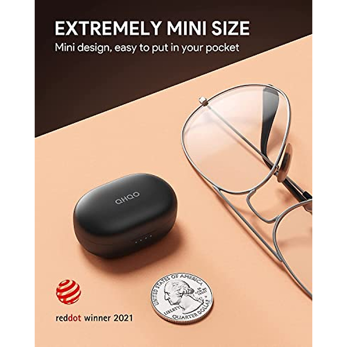 QHQO Wireless Earbuds, Bluetooth Earbuds with aptX Deep Bass, CVC 8.0 Noise Reduction, 4 Mics for Clear Calls, IPX7 Waterproof Bluetooth 5.2 Earphones44