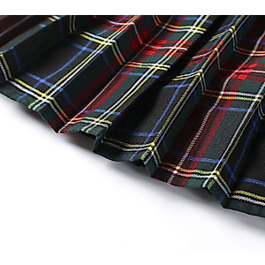Women's Elastic Waist Plaid Pleated Skirt Tartan Skater School Uniform Mini Skirts (Series 18, L)