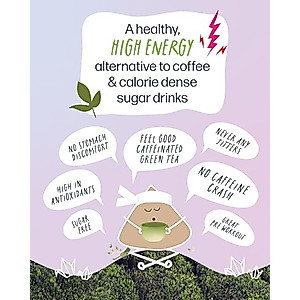 Kubo Tea, Organic High Energy Ice Tea, High Caffeine Blend, 20 Servings (155mg Caffeine each), Pillow Tea Bags, Kraft Packaging, Healthy Coffee Substitute (Half & Half Lemonade)