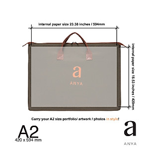 ANYA Art portfolio bag, artist carrying case, storage bag for artwork, posters with zipper and handles, light weight art bag for professionals, students KONST
