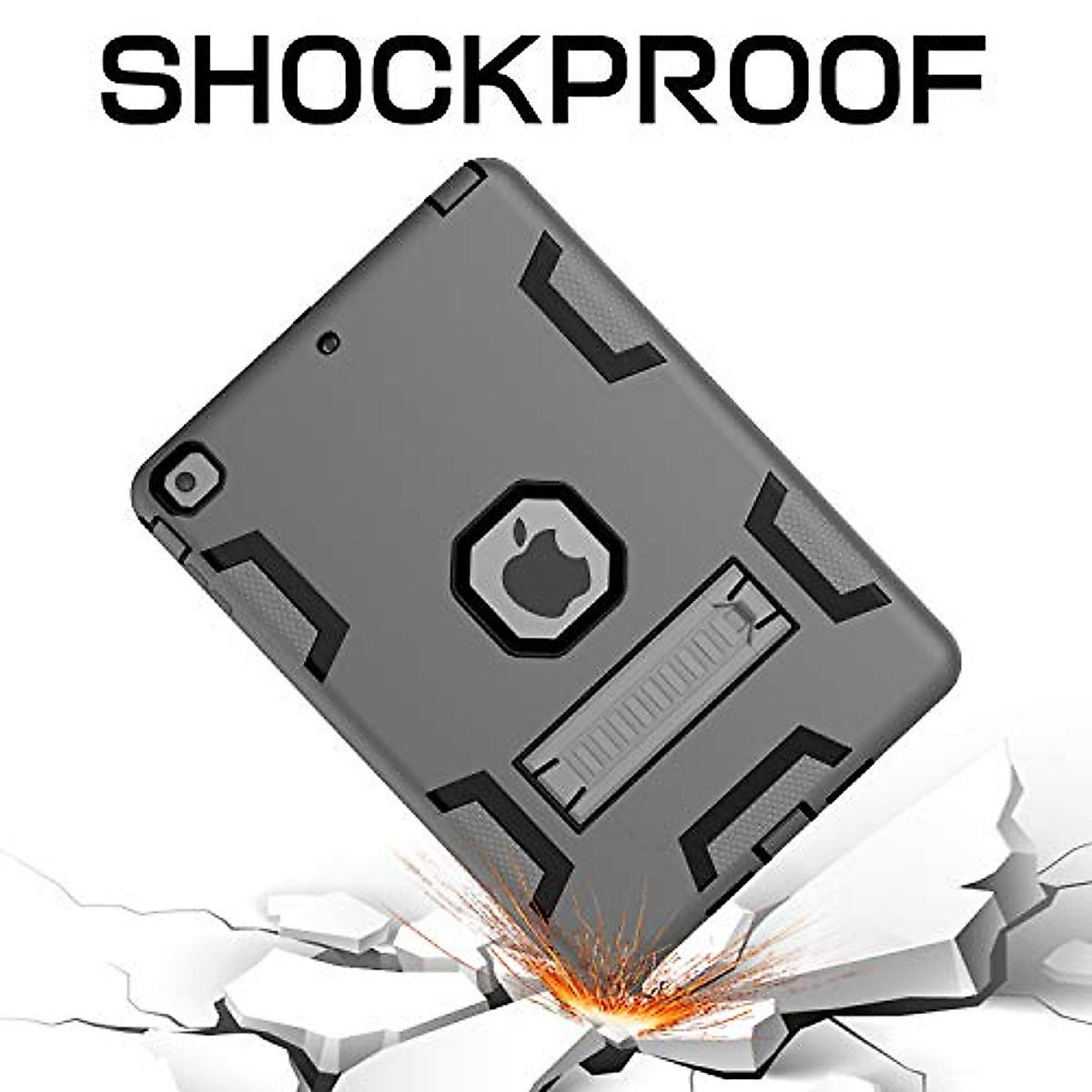 TOPSKY Case Compatible with iPad Air 1st Generation/A1474/A1475/A1476 9.7 inch, Shockproof Built in Kickstand Protective Cover Cases for iPad A1474/A1475/A1476,Grey Black