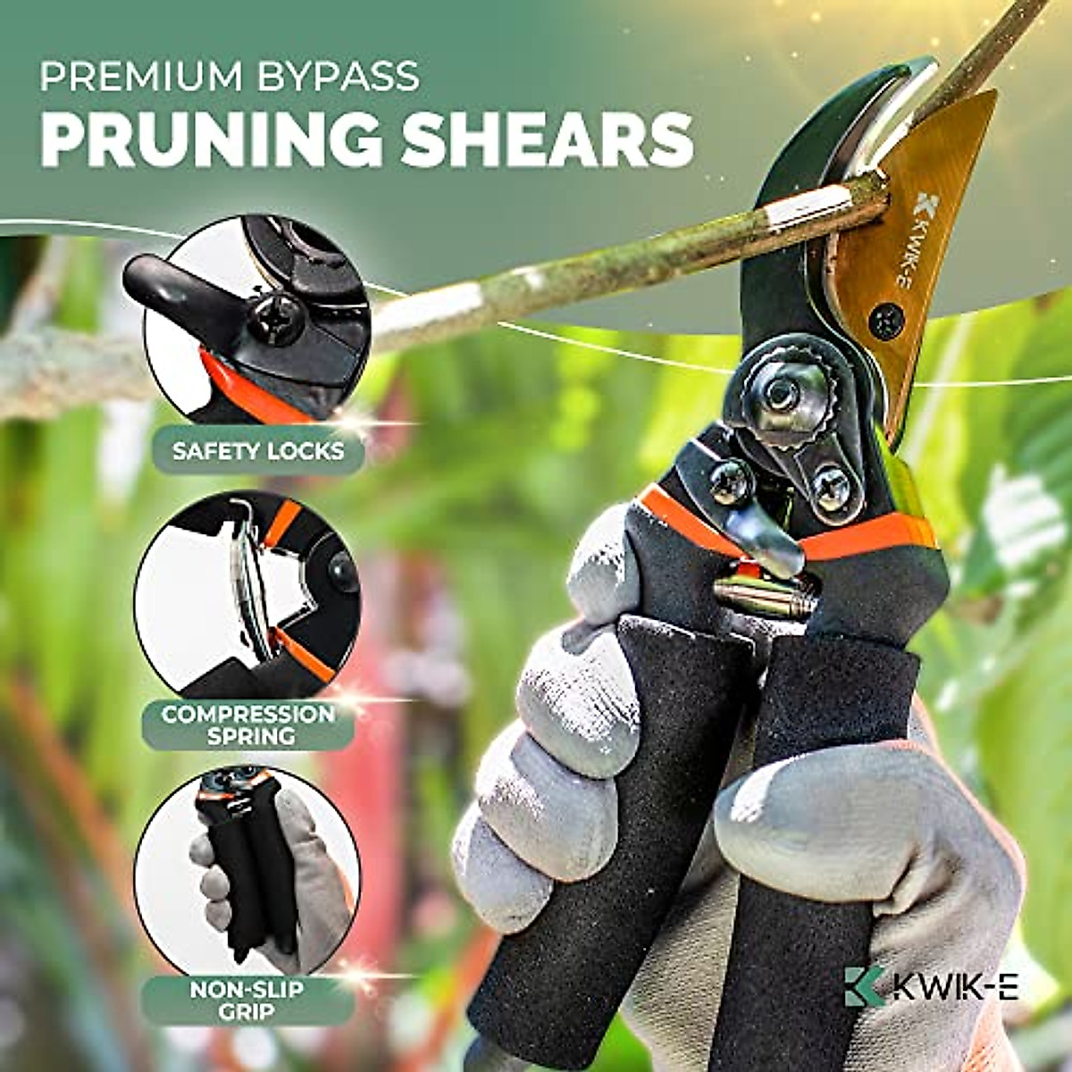 Pruning Shears for Gardening Heavy Duty, Premium Garden Scissors, Flower Cutter for Stems, Gardening tool - Cuts Branches and Flower Stems Up to 3/4'' in Diameter