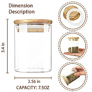 ZRRHOO 16 Pack Glass Jars with Bamboo Lids, 7.5 oz Airtight Spice Jars Set with Extra Labels and Pen, for Dry Food Canisters, Spice, Coffee, Beans, Candy, Nuts, Herbs