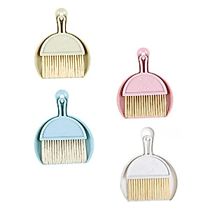 COOLHIYA 4 Sets Desktop Fan Broom Mini Brush and Pan Multifunctional Cleaning Brush Pan and Brush Multi Function Cleaning Brush Dust Brush Table Cleaner Tool Dust Pan Small Pan Nylon Wool