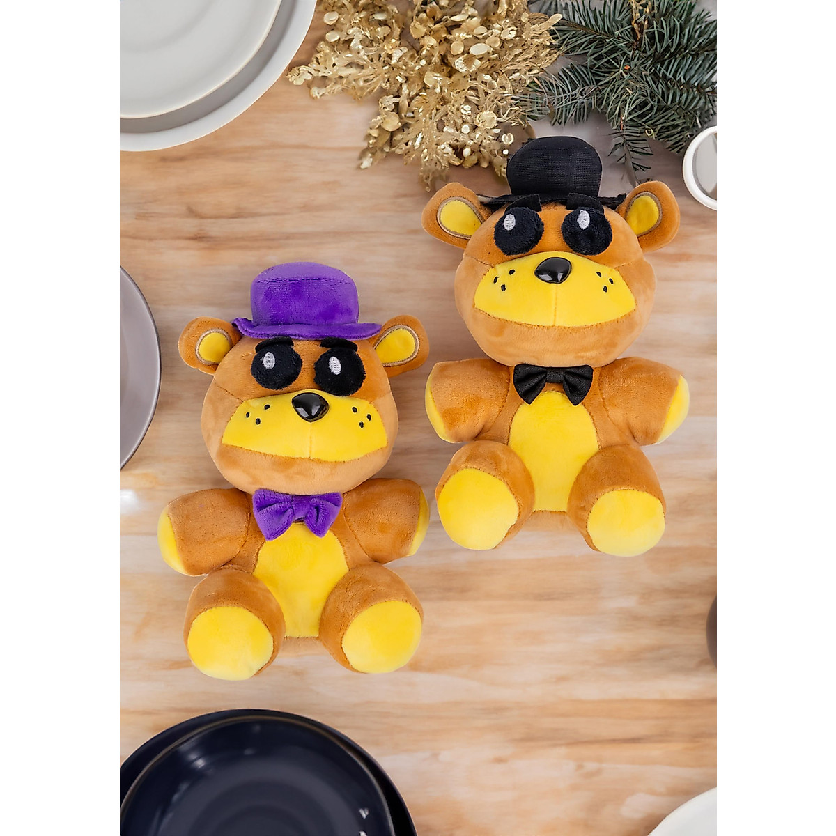 KEOGAU Golden Freddy Black Hat ( in Stock US) - Five Nights Freddy's - Fazbear Collectible Figure - F-N-A-F Nightmare Plush (Golden Bear ) 7''/Toy, Golden Bear Black Hat