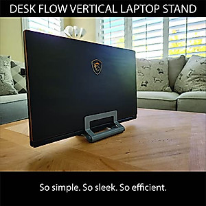 Vertical Laptop Stand for Desk - Adjustable Vertical Laptop Holder for Compatibility - Save Space & Improve Airflow with MacBook Vertical Stand - Suitable For All Laptop Holder Desk | White