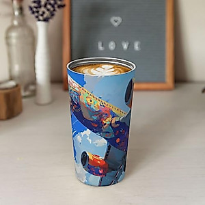 WANGXUEE Airplane Art Print 500ml Stainless Steel Travel Tumbler Double Wall Vacuum Insulated Coffee Mug