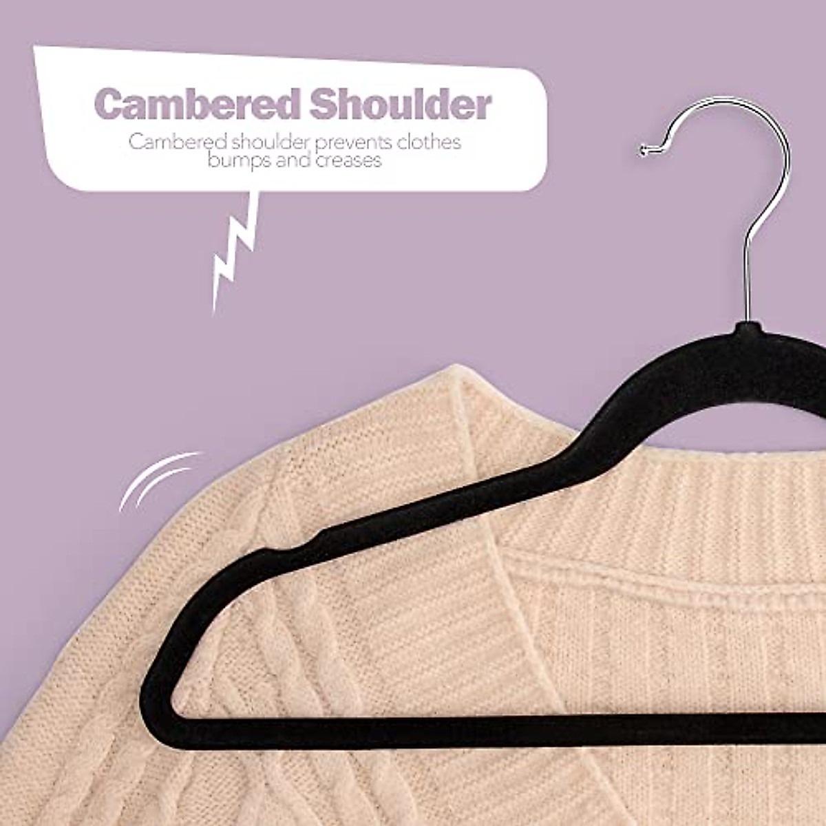 HOUSE DAY Premium Velvet Hangers 30 Pack, Non Slip Felt Hangers Black, Space Saving Clothes Hangers, Heavy Duty Coat Hangers, Slim Flocked Hangers, Suit Hanger for Adult