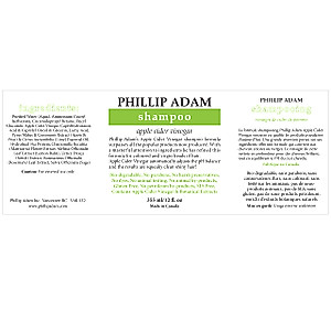 Phillip Adam Apple Cider Vinegar Shampoo for Shiny Hair - Sulfate Free and Paraben Free - Original Green Apple Scent - 12 Ounce