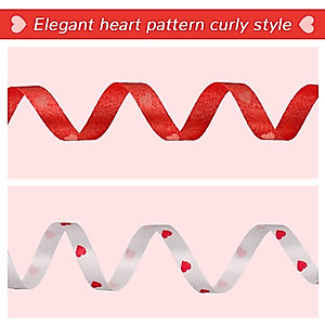 Whaline 400 Yard Valentines Curling Ribbon Printed Heart Ribbon for Gift Wrapping Balloon String Valentines Day Decorations Birthday Party Supplies, Crafts DIY, Flower, Home Decorations 5mm