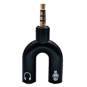 AAOTOKK 3.5mm Headphone Y Splitter Adapter Gold Plated 4 Pole 3.5mm Male to 3.5MM Headphone+Microphone (MIC) Female Plugs Audio Stereo Converter(2-Pack)