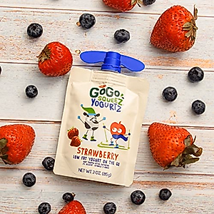 Gogo Squeez Yogurtz Variety Pouches - Real Yogurt and Fruit - 10 Blueberry and 10 Strawberry Pouches - Gluten Free, No preservatives and kosher Certified 20 x 3 oz. (4 - Pack)