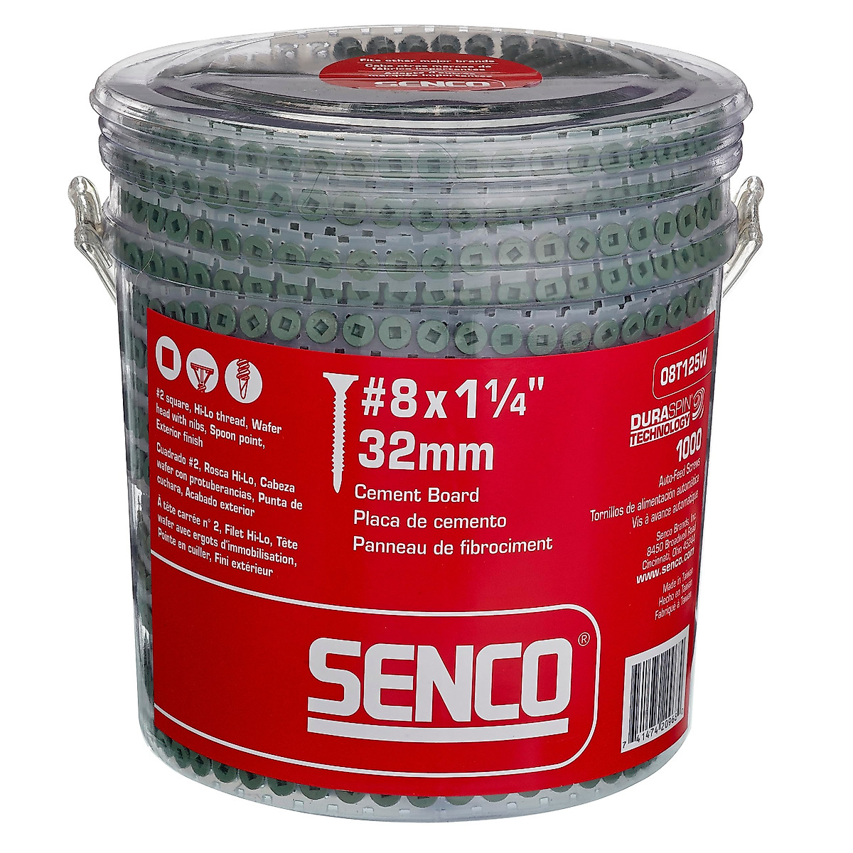 Senco 08T125W DuraSpin #8 x 1-1/4-inch, Cement Board Collated Screw, 1,000 Ct.