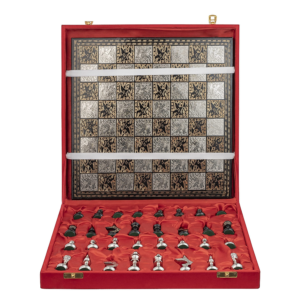 Luxury & Decorative Premium Chess Board Game Set | 12 x 12 Inches | Black & Silver | Collectible & Handmade Chess Set for Professionals & Adult for Tournament/for Gifting by INDUS LIVING