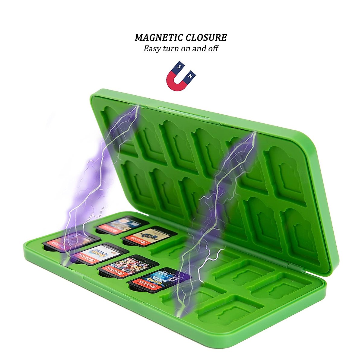 3D Dynamic Game Card Holder Compatible with Nintendo Switch Game Cards, 24 Slots Switch Game Case, Portable Game Storage Box for Travel and Home, Anti-Scratch, Shockproof