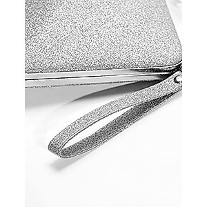 RZTA Women's Rhinestone Clutch Evening Bags Sparkly Glitter Triangle Purse for 1920s Party Prom Wedding 03-Silver