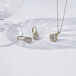 Amazon Essentials Platinum Plated Sterling Silver Antique Pendant Necklace set with Round Cut Infinite Elements Cubic Zirconia (2.8 cttw), (previously Amazon Collection)