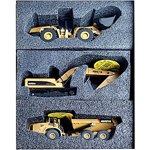 HuiNa Construction Toys, Pack of 3, Construction Vehicle Models Including Wheel Loader, Excavator and Dump Truck, Toy Trucks for Boys and Girls, 1:50 Scale Design
