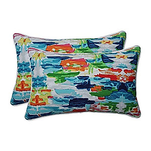 Pillow Perfect Outdoor/Indoor Abstract Reflections Lumbar Pillows, 11.5" x 18.5", Blue 2 Count