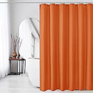 Gibelle Burnt Orange Shower Curtain, Waffle Weave Textured Fabric Shower Curtain for Bathroom - Soft Cloth & Hotel Spa Luxury, Water Repellent, Machine Washable, 72X72, Burnt Orange