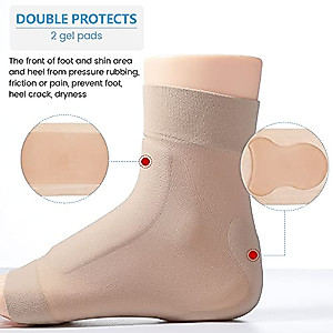 Nuanchu 2 Pairs lace Bite Gel Pads Ice Skating Padded Protection Socks Malleolar Sleeves Protection of Front Foot Shin Achilles Tendon Heel Protector Compression Padded Socks Elastic Pad Sleeve