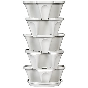 Mr. Stacky 5 Tier Stackable Strawberry, Herb, Flower, and Vegetable Planter - Vertical Garden Indoor/Outdoor