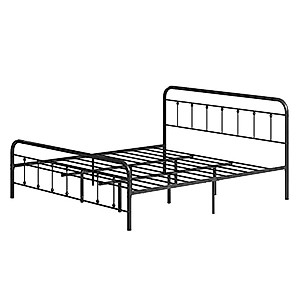TABU Cal King Platform Bed Frame with Headboard & Footboard, Heavy Duty Metal Bed Frame with Strong Slat Support, Vintage Style Mattress Foundation, No Box Spring Needed (Cal King/Black)